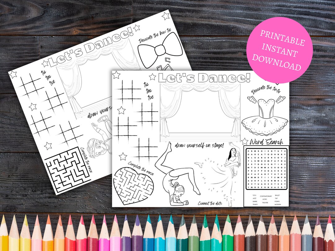 Dance Recital Activity Sheet, Kids Activity Placemat, Dance Worksheet ...