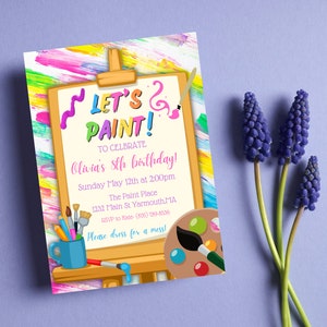 Art Birthday Invitation Party Paint Invites Colorful Painting Theme ...