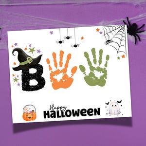 Halloween Handprint Art, Halloween Handprint Craft, Halloween Printable ...
