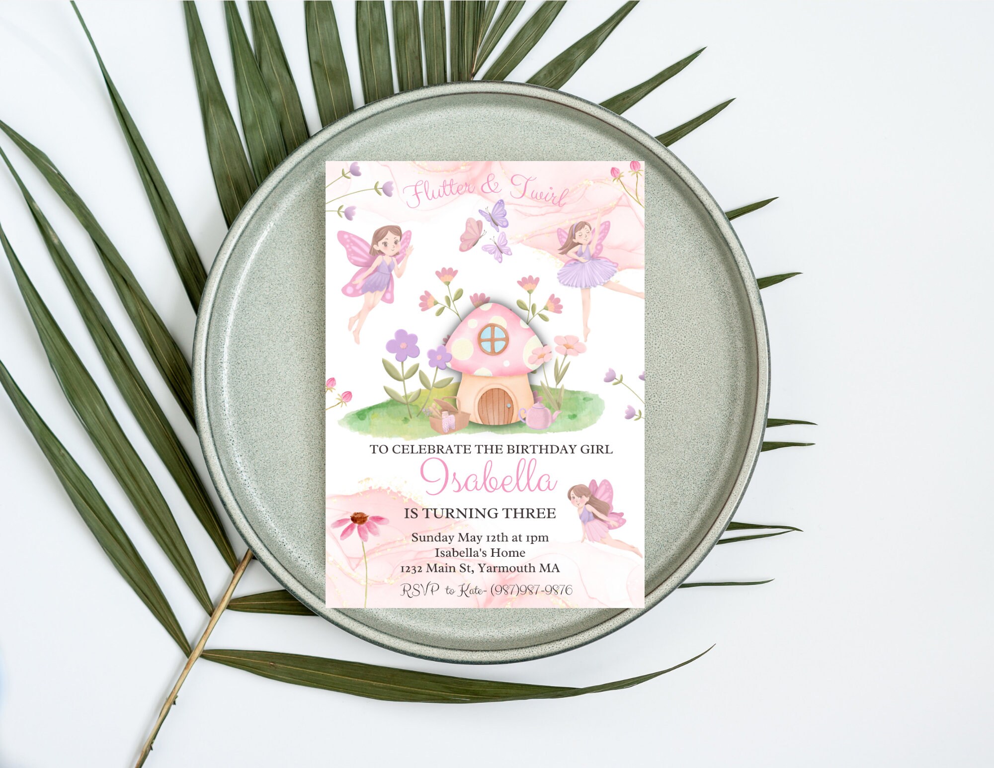 Editable Fairy Birthday Invitation Whimsical Enchanted Pixie Fairy ...