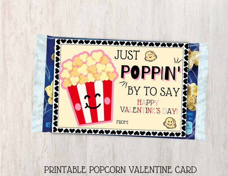 PRINTABLE Just POPPIN' BY to Say Happy Valentine's Day! Tag | Instant ...