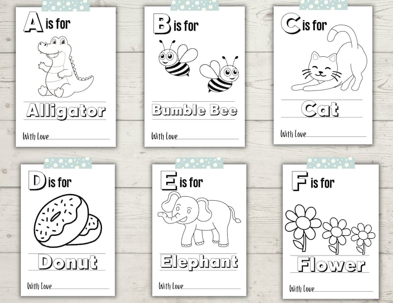 ABC Book Baby Shower Game woodland Greenery Alphabet Coloring - Etsy