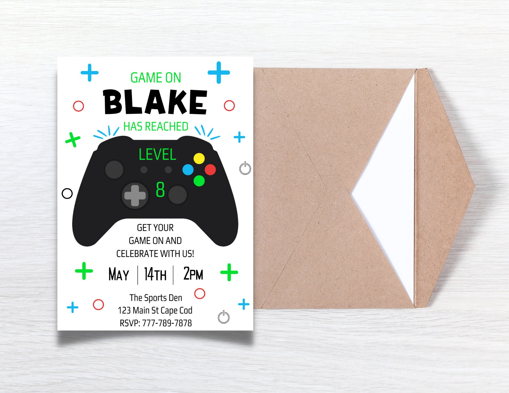 Editable Video Game Birthday Invitation Boy Gamer Birthday Party Neon ...