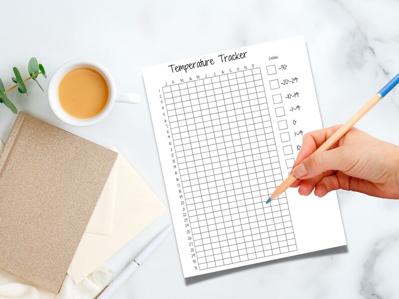 Temperature Log - A5 Journal Page - Printable Tracker - Temperature ...