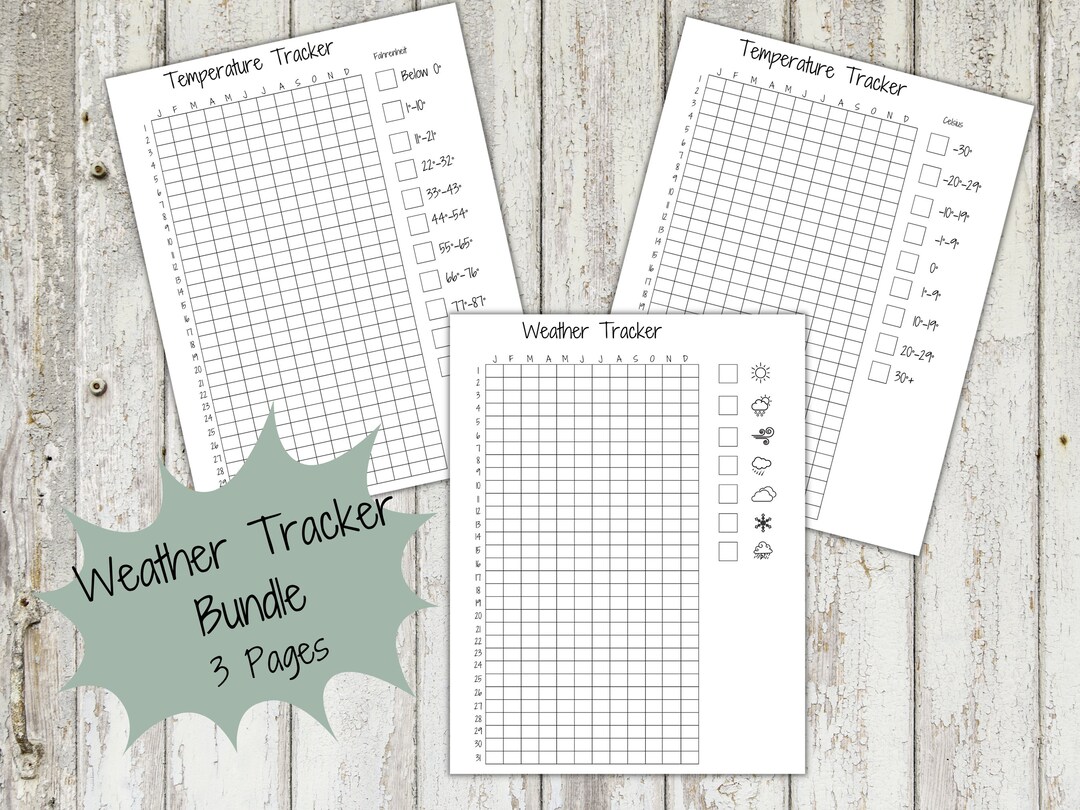 Temperature Log - A5 Journal Page - Printable Tracker - Temperature ...