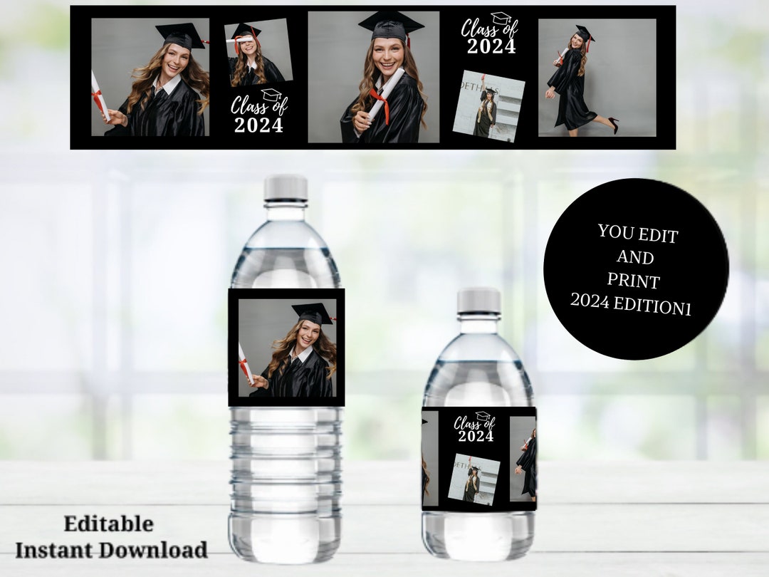 Photo Graduation Water Bottle Labels Class of 2023 Graduate Image Water ...