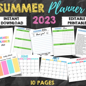 Printable Editable SUMMER 2023 Planner Bundle | Summer Calendar ...