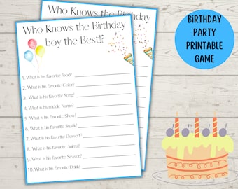 Printable Birthday Party Game for Boys - Etsy