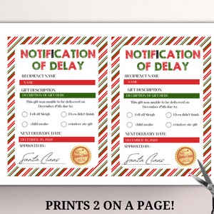 Late Christmas Gift Letter From Santa - Delayed Gift Notice - Missing ...