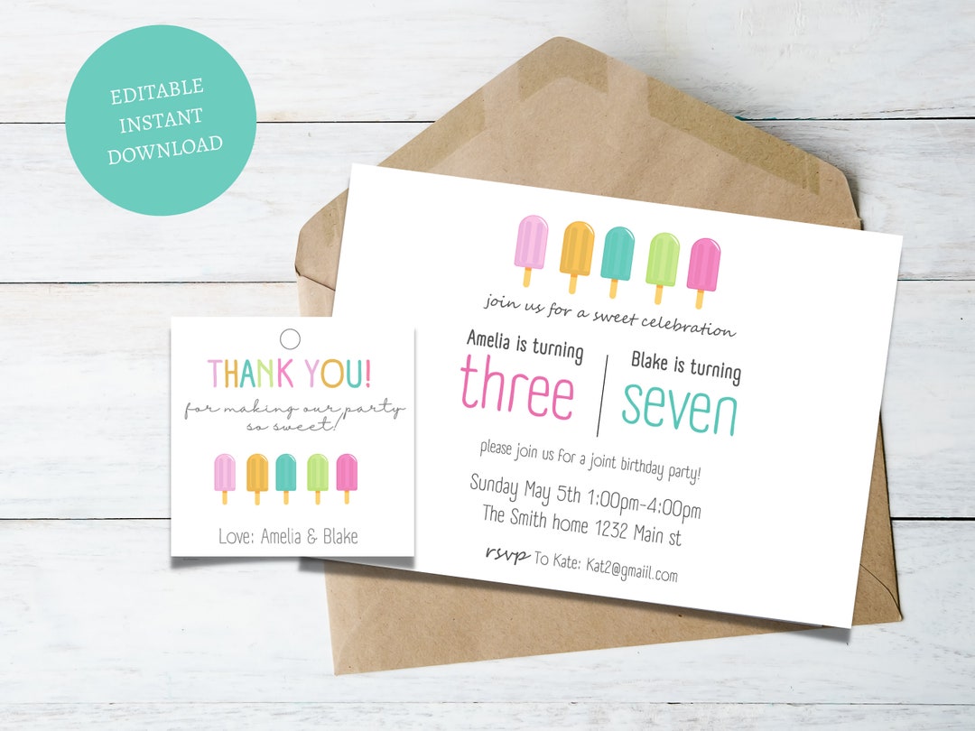 Sibling Birthday Invitation,double Birthday Invitation,dual Combined ...