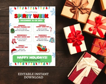 EDITABLE Christmas Spirit Week Flyer Canva Template, School Spirit ...