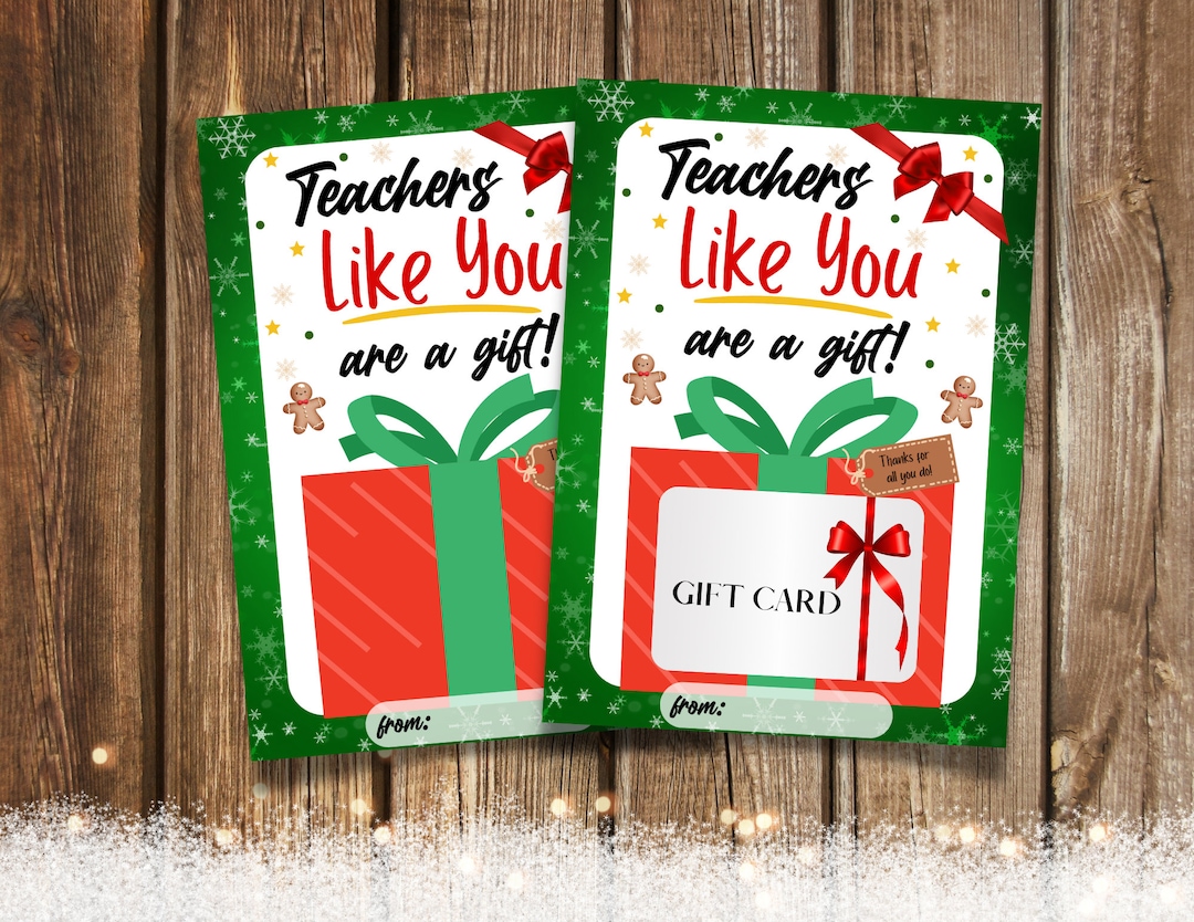 Teacher Christmas Gift Card Holder Printable, Teacher Holiday Thank You ...