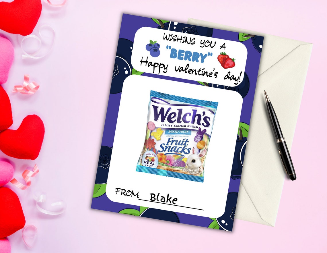 Valentines Day Fruit Snack Card Printable ,i'm so Berry Happy We're ...
