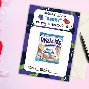 Valentines Day Fruit Snack Card Printable ,i'm so Berry Happy We're ...