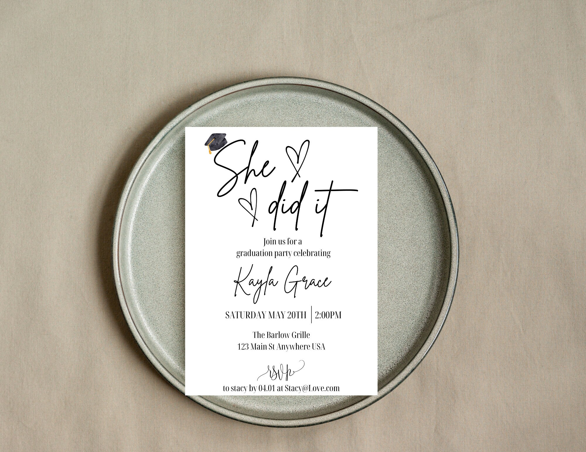 She Did It Graduation Invitation Template, Printable Graduation Party ...