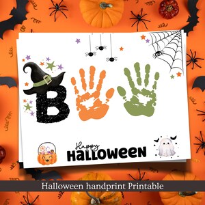 Halloween Handprint Art, Halloween Handprint Craft, Halloween Printable ...
