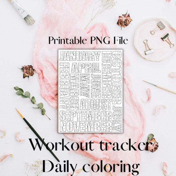 Daily Exercise and Habit Tracker Color Chart Fitness | Etsy
