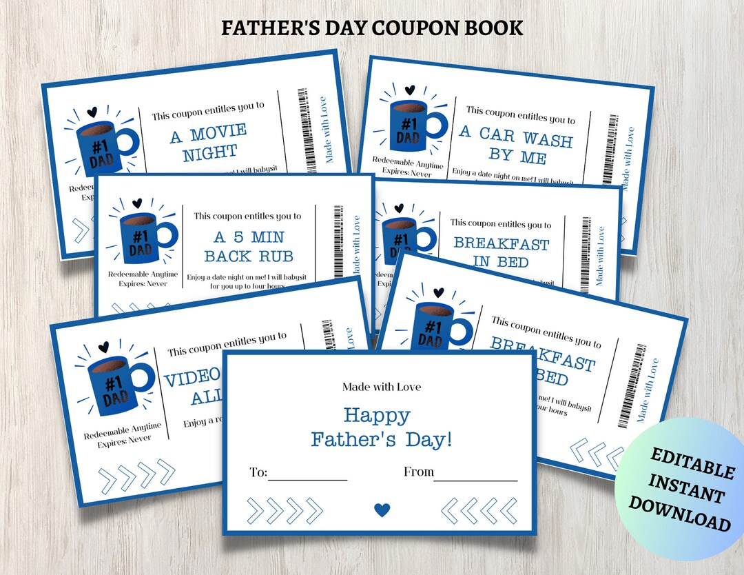 Libro de cupones del día del padre para él, Cupones de amor imprimibles ...