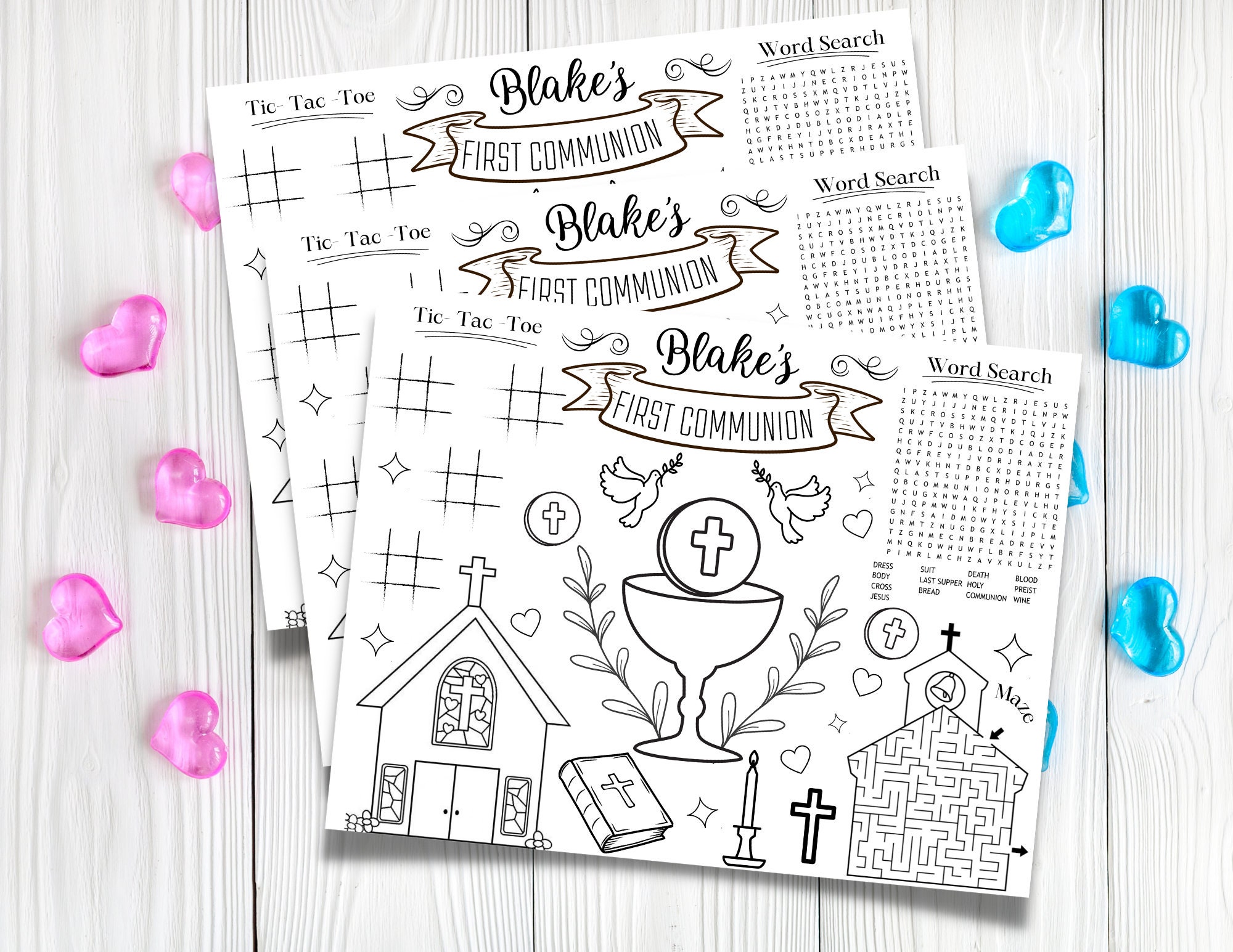 PRINTABLE First Communion Coloring Placemat, Digital File, Printable ...
