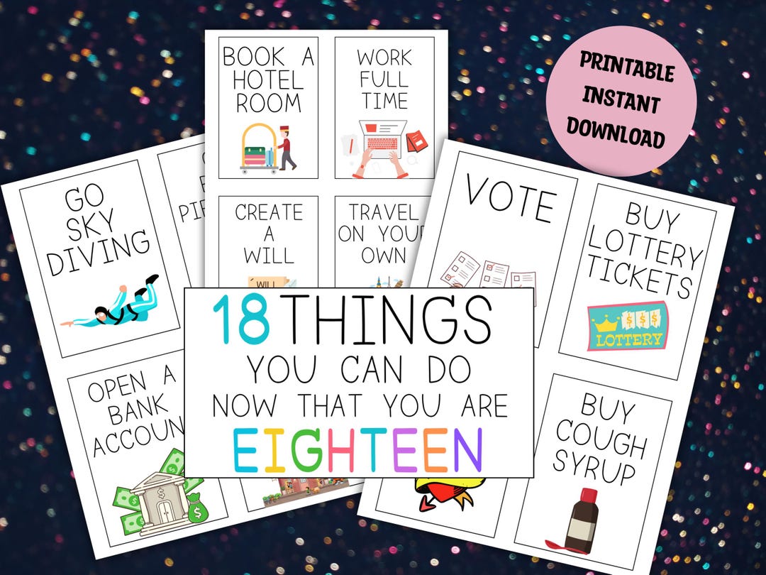 18 Things That You Can Do When You're 18, 18th Birthday Party Gift Tag ...