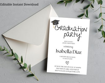 Editable Graduation Party Invitation, Convocation Invitation Template ...