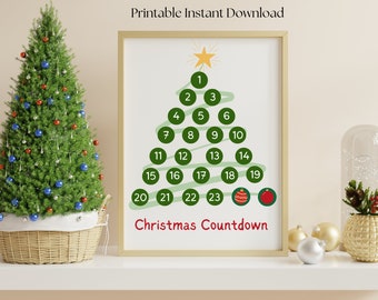 Countdown to Christmas Calendar Printable, Christmas Countdown Calendar ...