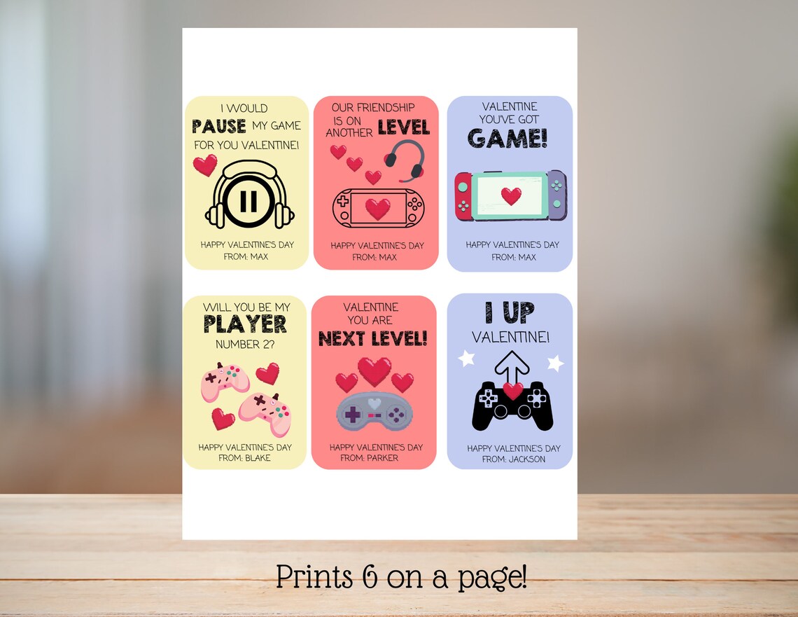EDITABLE Gamer Valentine Cards Gamer Valentine Cards School - Etsy