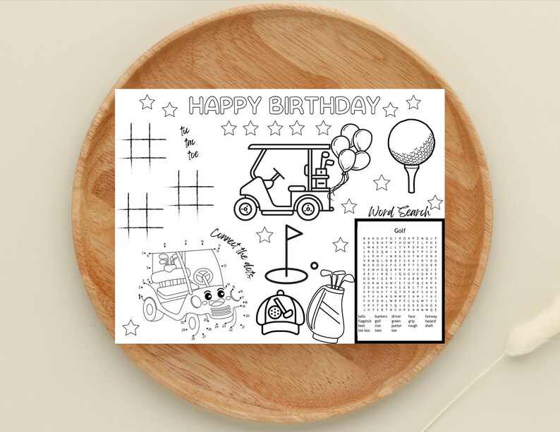 GOLF Coloring Page Golf Birthday Party Activity Game Golfing - Etsy