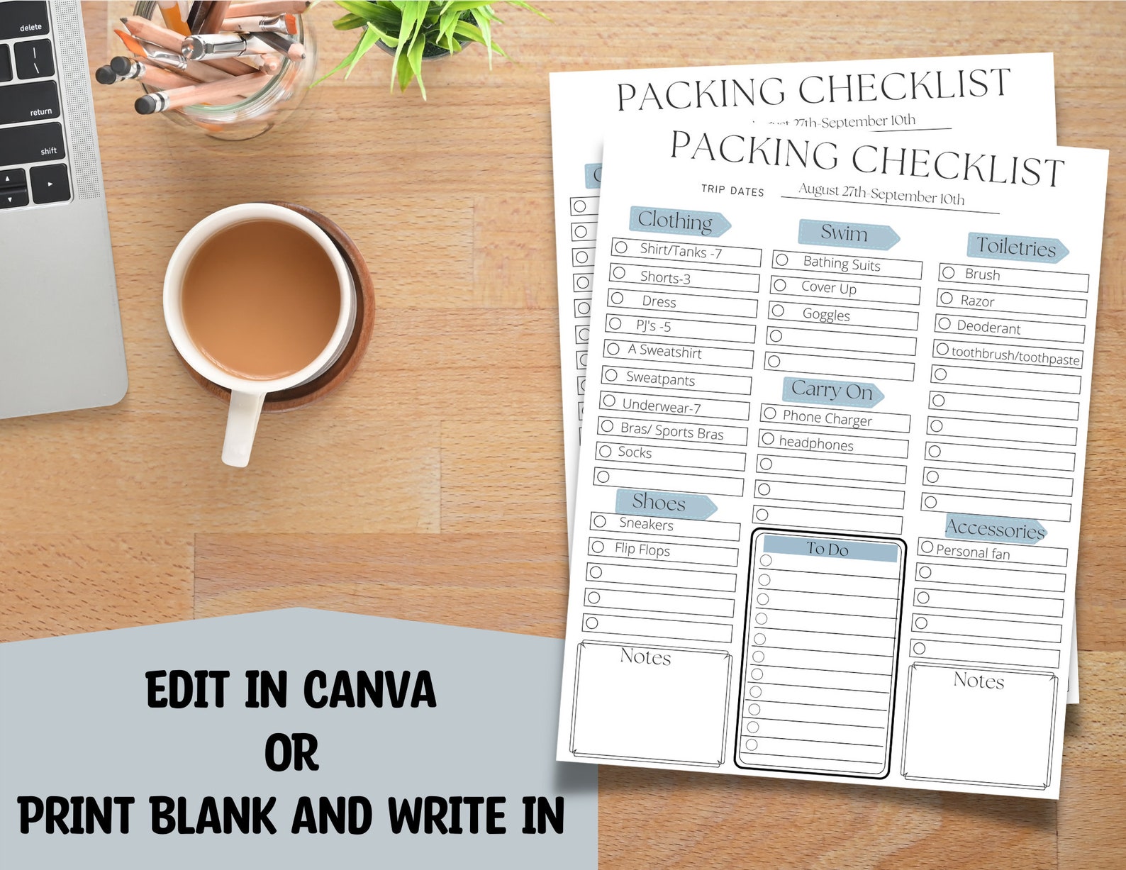 Editable Packing List Printable Printable Packing List Blank - Etsy