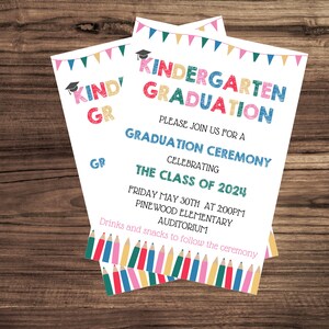 Editable Kindergarten Graduation Invitation, Kindergarten Party Invite ...