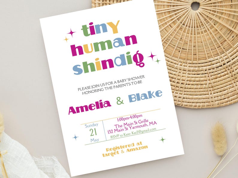 EDITABLE Tiny Human Shindig Baby Shower Invitation With Inserts Bundle ...