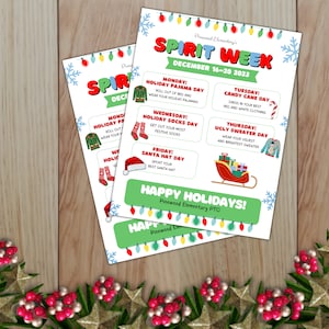 Editable Christmas Spirit Week Flyer Canva Template, School Spirit ...