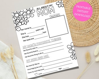 All About Mom, Mothers Day Gift, All About My Mom Printable, Mothers ...