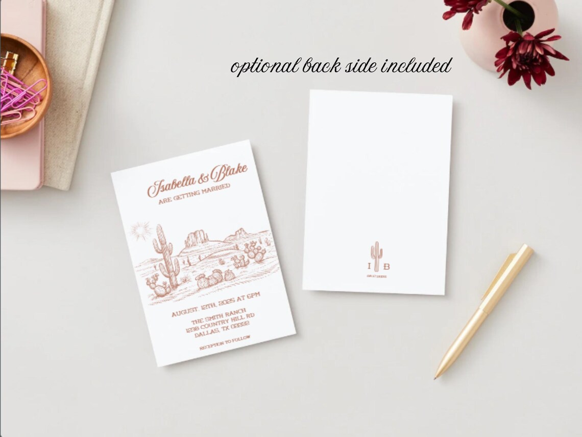 Modern Desert Wedding Invitation Suite Cactus Invitation Western ...