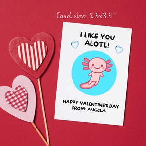 Axolotl Valentine’s Day Printable Cards for Kids, Printable Valentines ...