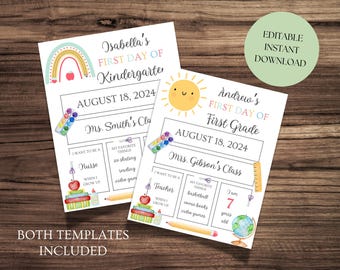 Editable First Day of School Sign Template, Last Day of School ...