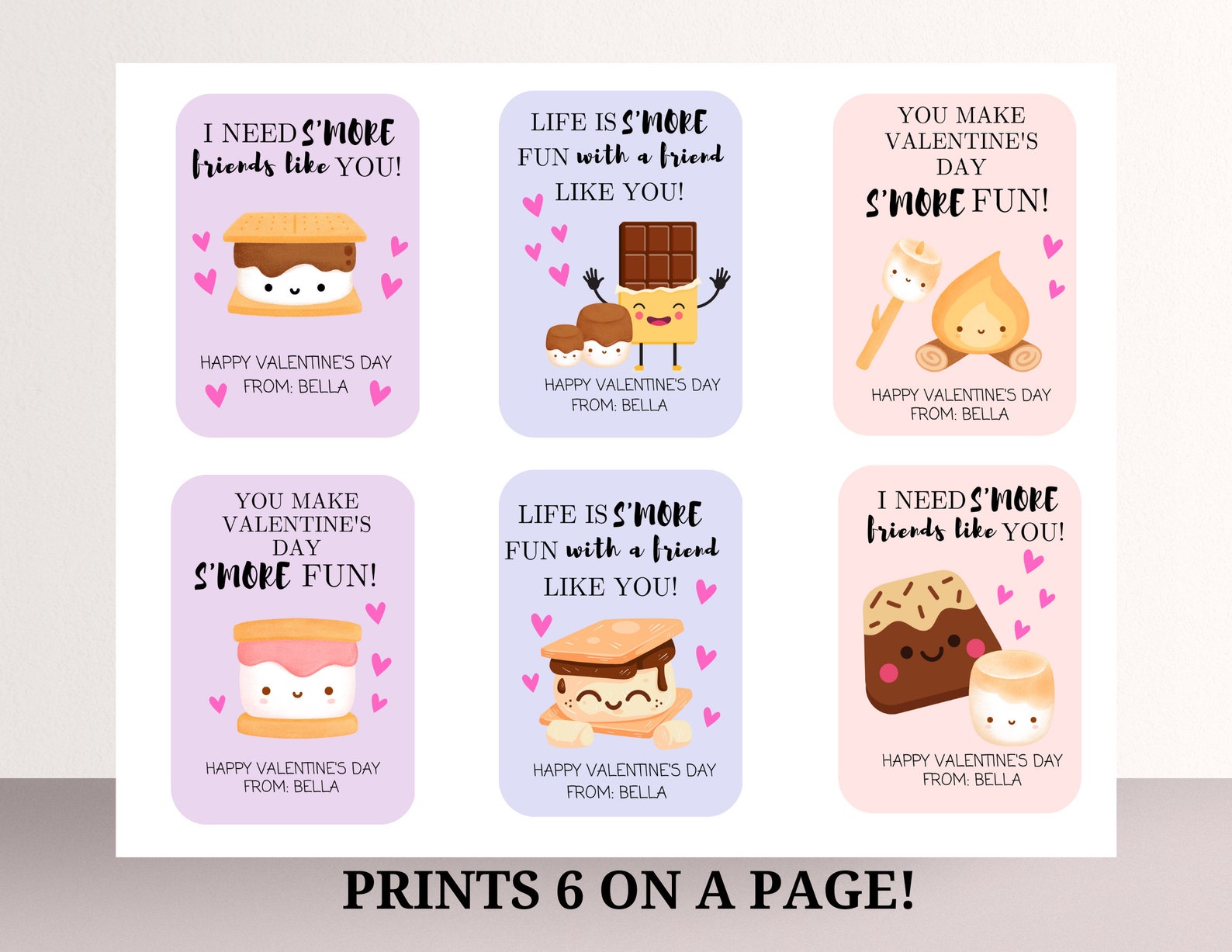 Smore Valentine Cards Printable Instant Download Kids - Etsy