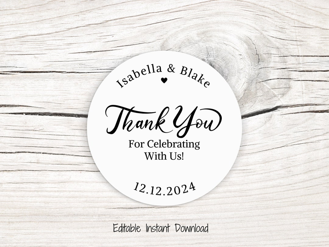 Wedding Stickers Custom | Thank You for Celebrating With Us Favor Tags ...