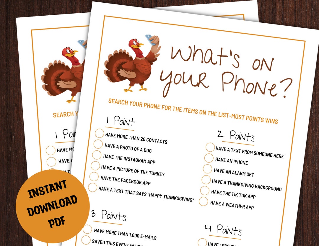 Thanksgiving What's on Your Phone Game | Thanksgiving Party Games ...