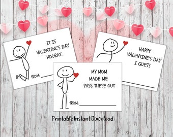 Funny Kids Valentine's Day Cards, Printable Classroom Valentines ...