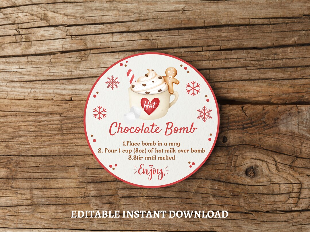 Hot Chocolate Bomb Tags Printable, Hot Cocoa Bomb Instructions ...