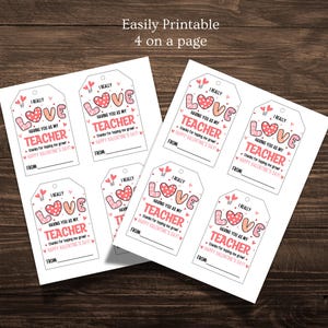 Valentine Teacher Tag. Printable Gift Tags for Valentine's Day ...
