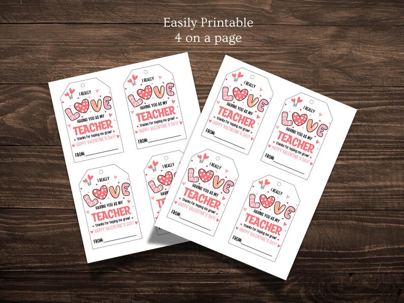 Valentine Teacher Tag. Printable Gift Tags for Valentine's Day ...