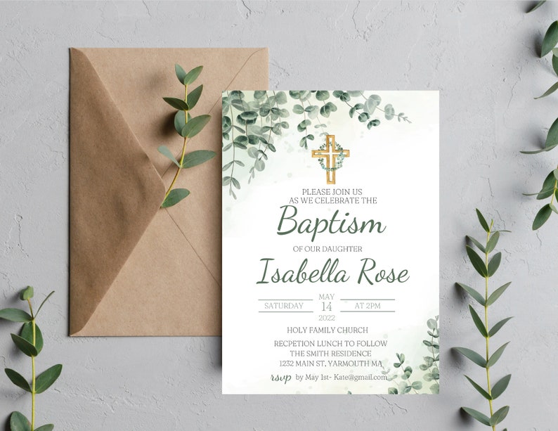 Baptism Invitation Template, Instant Download, Printable Baptism Invite ...