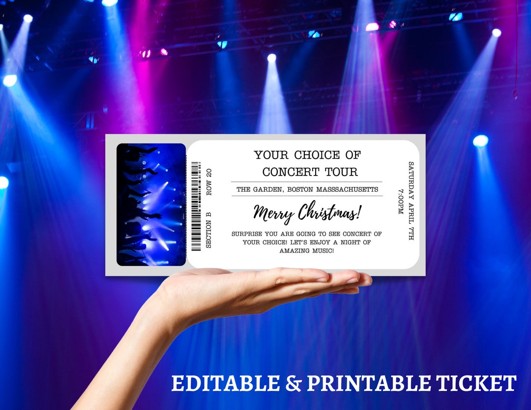 Concert Ticket Template Gift Certificate - Personalized Event Ticket ...