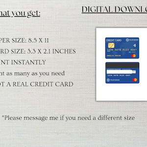 Editable Pretend Play Credit Card for Kids Play Money Toddler Toys, DIY ...