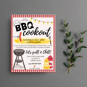 Barbecue Cookout Flyer, Picnic Flyer, Fundraiser Flyer, Neighborhood ...