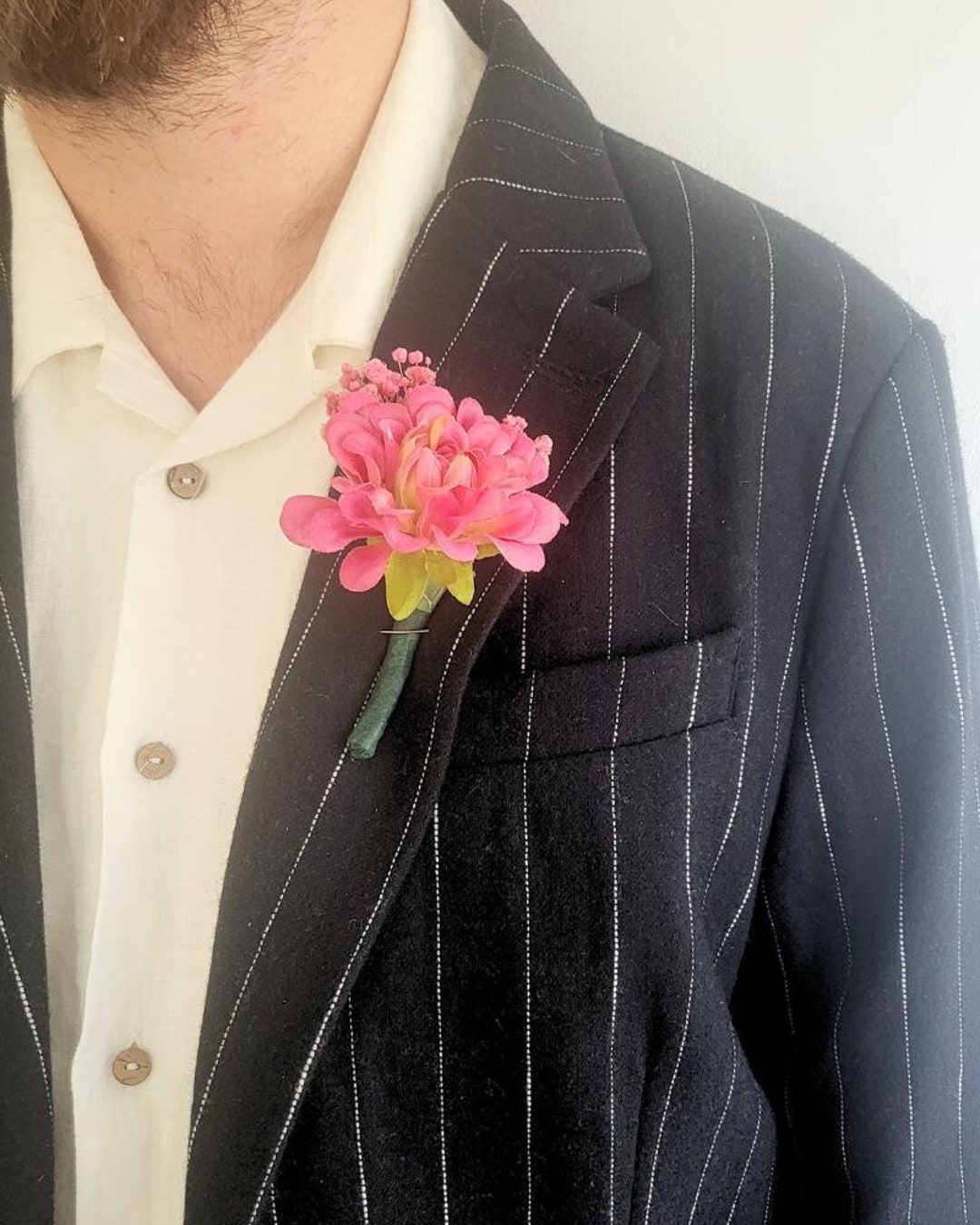 Pink Faux Flower Dried Flower Groomsmen Boutonniere Buttonhole - Modern ...