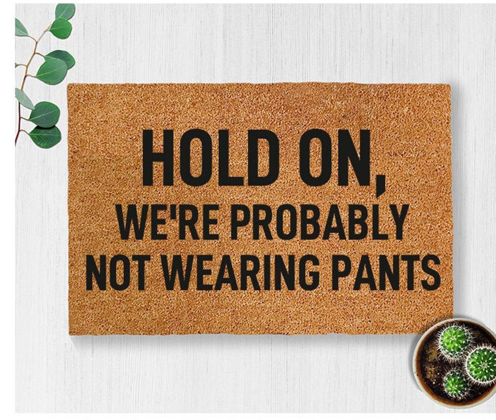 Hold On Were Probably Not Wearing Pants Doormat Funny Etsy