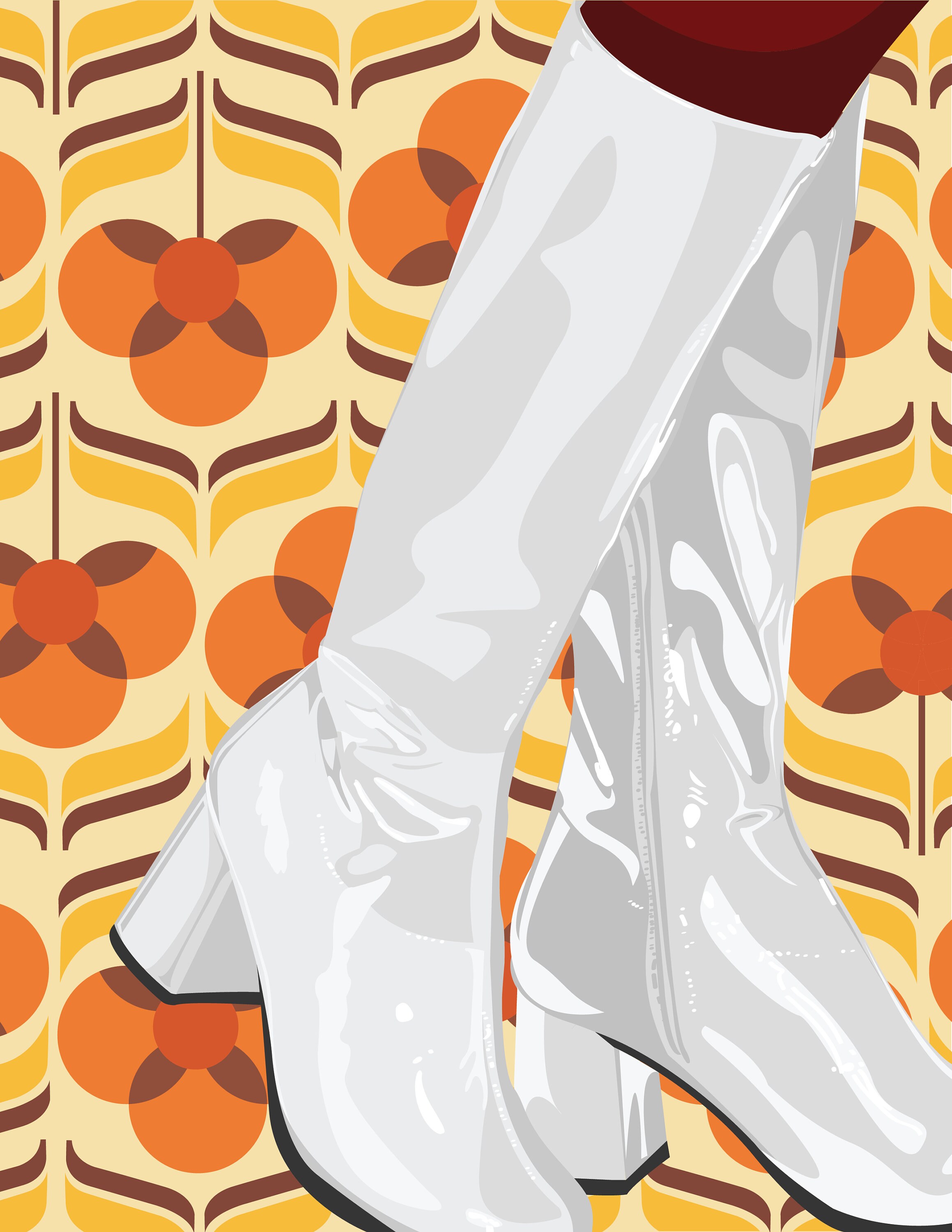 Retro 70's Gogo Boot Art Print - Etsy